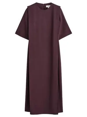 Cos Layered Straight-Cut Midi Dress Red