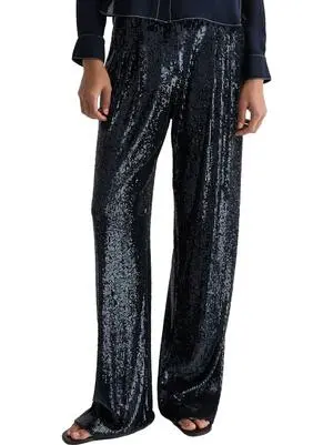 TWP Sulli Stripe Sequin Mesh Pant - Midnight