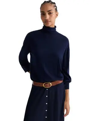 TWP Easy Turtle Neck Wool And Silk Sweater - Navy