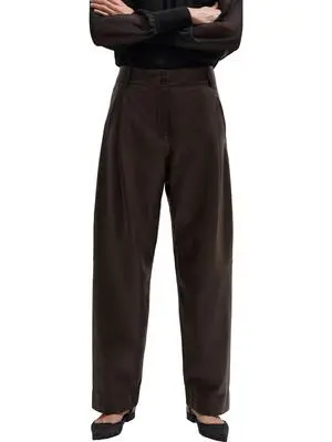 ME+EM Leather Clever Tapered Trouser - Chocolate