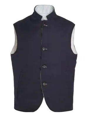 Eleventy Cashmere-silk Reversible Gilet - Blue