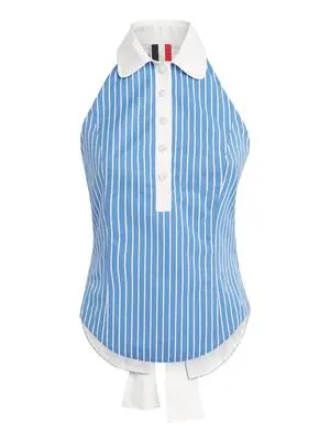 Thom Browne Cotton Stripe Halter Top - Blue