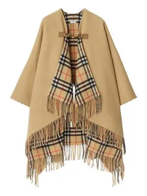 Burberry Wool Check-lined Cape - Beige