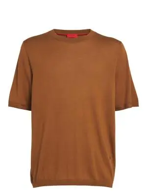 Isaia Wool-silk-cashmere T-shirt - Orange