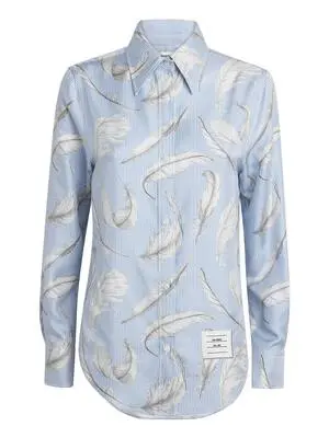 Thom Browne Silk Twill Print Shirt - Blue