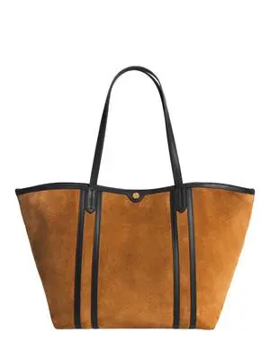 Harrods Suede Leather-trim Tote Bag - Brown