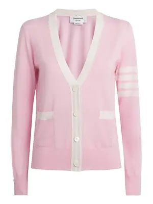 Thom Browne Wool V-neck Cardigan - Pink