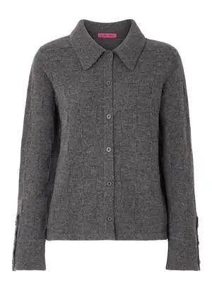 THE ELDER STATESMAN Cashmere Checkerboard Cardigan - Gray