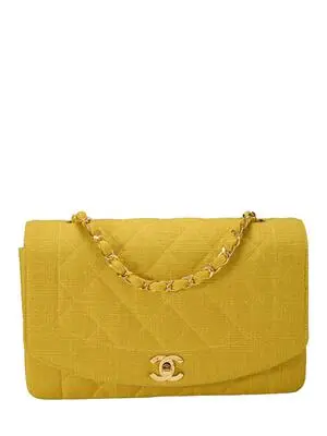 Chanel Quilted Linen Classic Flap Bag - Yellow