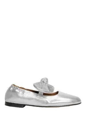Penelope Chilvers Minnie Knotted Bow Ballet Flats - Silver