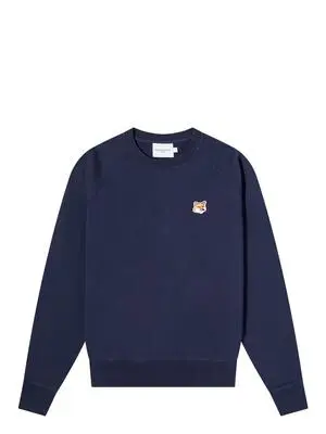 Maison Kitsuné Fox Head Patch Adjusted Crew Sweat - Navy