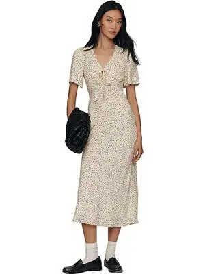 REFORMATION Tyra Short-sleeve V-neck Midi Dress - Ivory Dot
