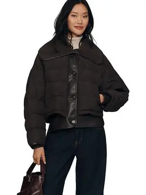 Rag & Bone Gloria Mixed Media Puffer Jacket - Brown