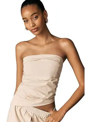 Maeve Strapless Ruched Top - Beige