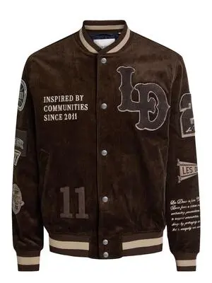 LES DEUX Quilted Appliquéd Corduroy Varsity Jacket - Bronze