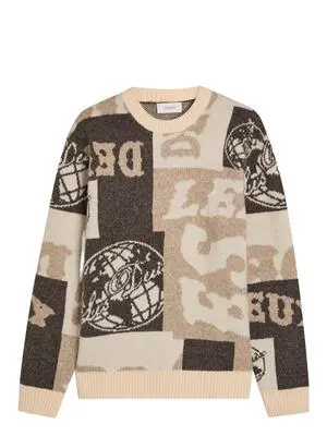 LES DEUX Globe Jacquard Knit Jumper - Sand