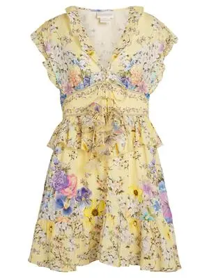 Camilla Linen Darling Buds Mini Dress - Yellow