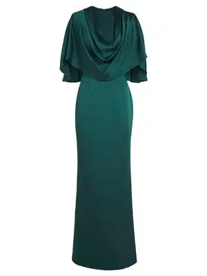 Rebecca Vallance Ellerie Gown With Cape Detail - Green