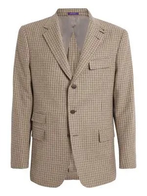 Ralph Lauren Purple Label Wool-cashmere Houndstooth Blazer - Beige