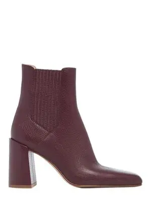 Gabriela Hearst Luke High-heel Ankle Boots In Textured Leather - Bordeaux