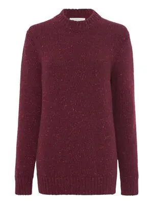 Gabriela Hearst Alfie Speckled Aran Cashmere Knit Sweater - Bordeaux