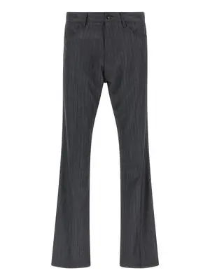 Balenciaga Pinstripe Wool Trousers - Gray