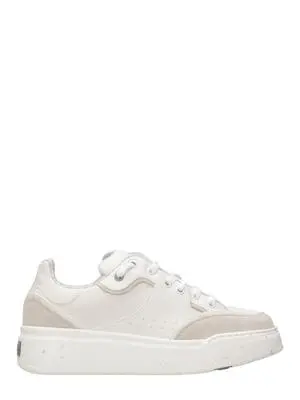 Max Mara Leather And Suede Sneakers - Bianco+beige