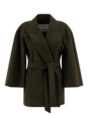 Max Mara Verna' Double Drap Baby Camel Coat - Green