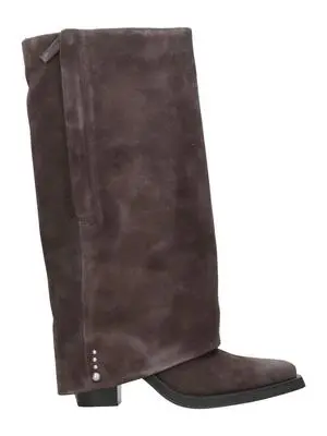 Ash Suede Leather Boots With Zipper Detail - Brown