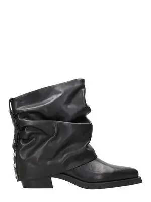 Ash Leather Boots With Stud Detail - Black