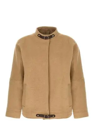 Max Mara Cashmere, Camel, And Silk Bomber Jacket - Beige