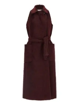 Max Mara Long Alpaca And Wool Robe Coat - Bordeaux