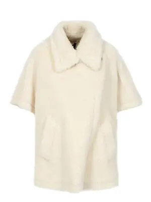 Max Mara Teddy Fabric Short Cape - White