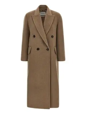 Max Mara Armonia1234 Long Coat In Pure Cashmere Double Drap - Beige