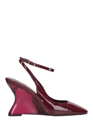 Jeffrey Campbell Patent Leather Wedge Heel Sandals - Vino