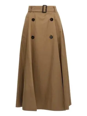 Burberry Brenda Flared Midi Skirt - Brown