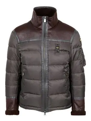 BLAUER. Quilted Technical Fabric Coat With Fur Lining - Antracite+moro