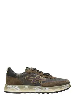 Premiata Perforated Mesh And Suede Sneakers - Brown