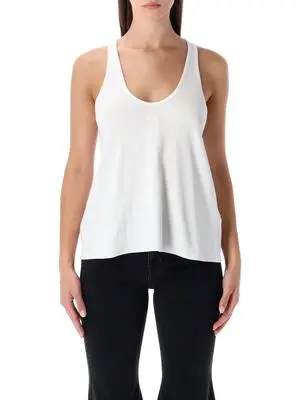 DIESEL Ribbed Organic Cotton Tank Top With Embroidered Logo - White