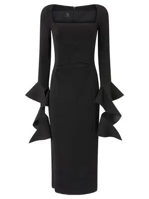Pinko Stretch Viscose Dress With Ruffles - Black