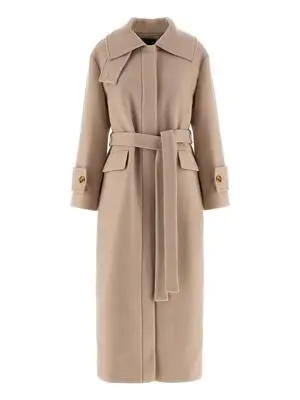 Pinko Paquita Coat In Wool-effect Fabric - Beige