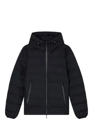 Emporio Armani Quilted Down Jacket With Jacquard Lettering Logo - Black