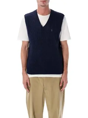Polo Ralph Lauren Cable-knit Cashmere Sleeveless Jumper - Hunter Navy