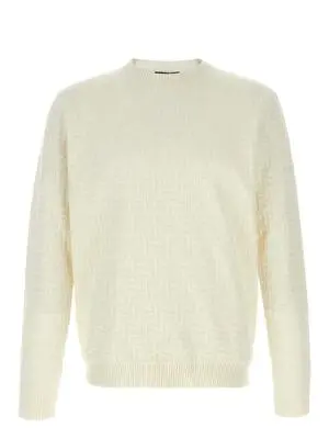 Fendi Zucca Jacquard Cotton Sweater - White