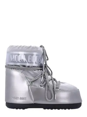 Moon Boot Icon Low Glance Satin Moon Boots Silver