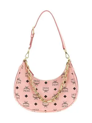 Mcm Aren Crescent Hobo Shoulder Bag - Pink