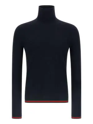 Gucci Web Ribbon Mesh Cashmere Sweater - Blue