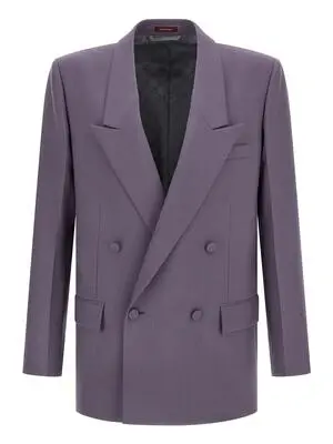 Gucci Double Breasted Wool Blazer - Purple