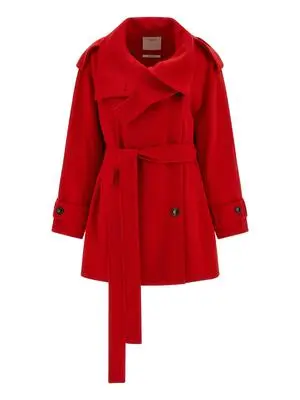 Sportmax Double-breasted Wool Trench Coat - Red