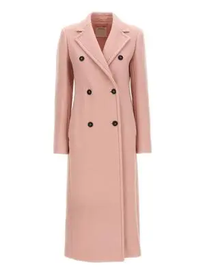 Sportmax Comune Double-breasted Virgin Wool Coat - Pink